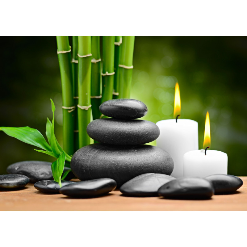 Affiche poster Zen Bambous Galets Bougies